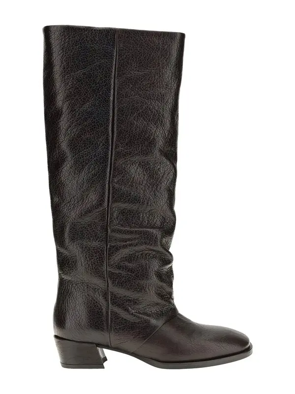 P.a.r.o.s.h Grained Leather High Boots - Brown