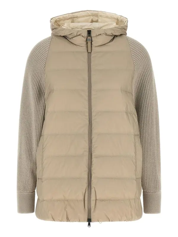 Brunello Cucinelli Shiny Zipper Pull' Down Jacket - Cream