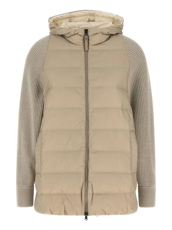 Brunello Cucinelli Shiny Zipper Pull Down Jacket - Cream