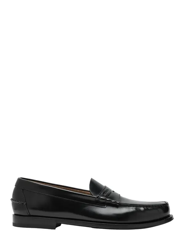 Prada Brushed Leather Loafers - Black