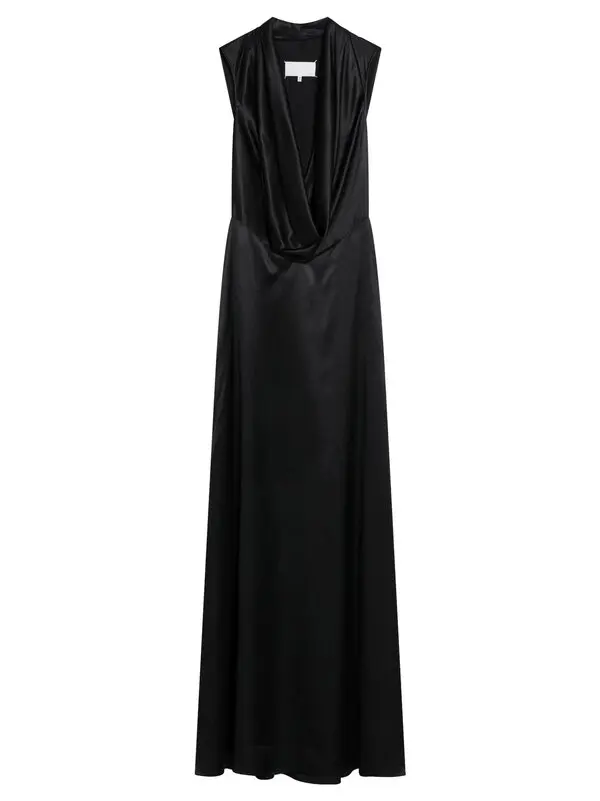 MAISON MARGIELA Long Viscose Satin Dress - Black