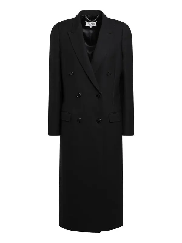 MAISON MARGIELA Wool Double-breasted Coat - Black