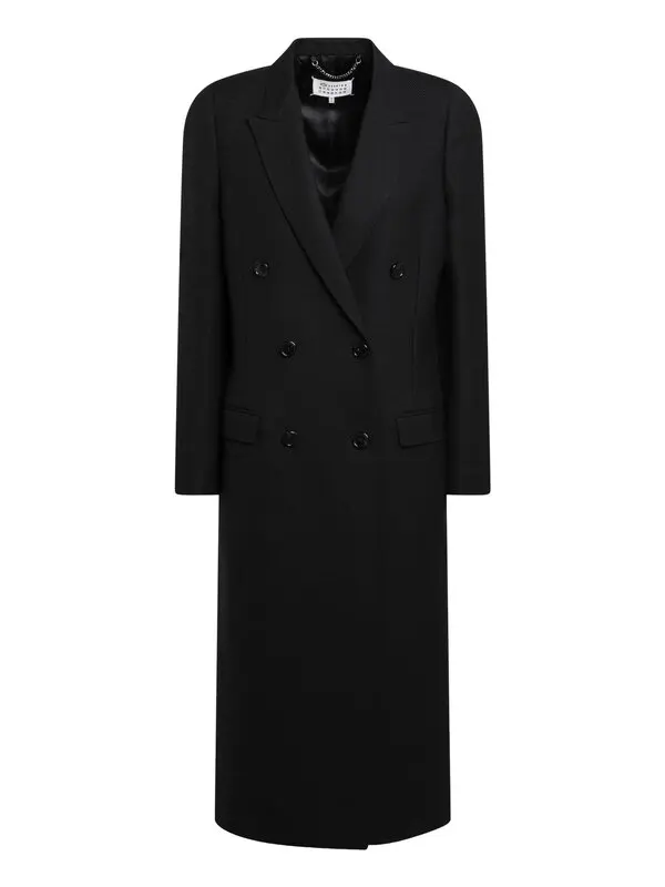 MAISON MARGIELA Wool Double-breasted Coat - Black
