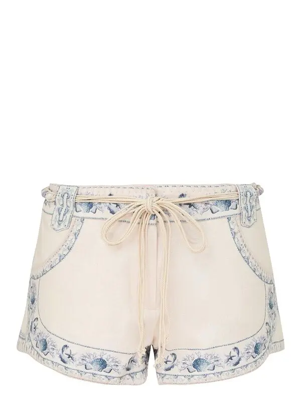 Zimmermann Wanderlust Mini Shorts - Cream