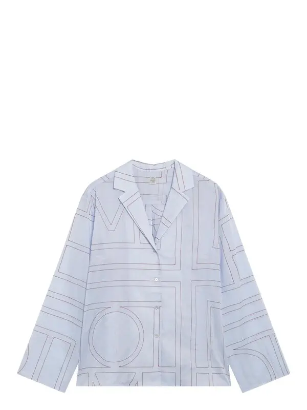TOTEME Light Monogram Cotton-blend Pajama Shirt - Blue