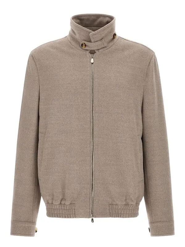 Brunello Cucinelli Virgin Wool Beaver Bomber Jacket - Cream