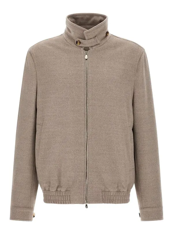 Brunello Cucinelli Virgin Wool Beaver Bomber Jacket - Cream