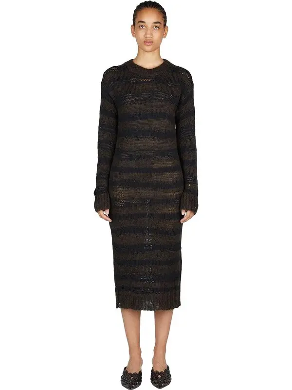 Acne Studios Ladder Knit Midi Dress - Brown