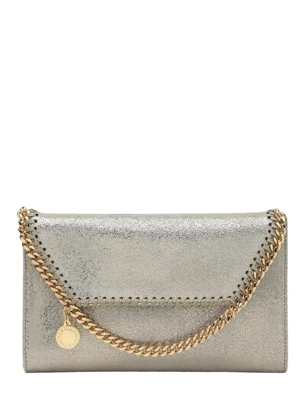 Stella McCartney Falabella Chain Wallet In Metallic Pyrite - Silver