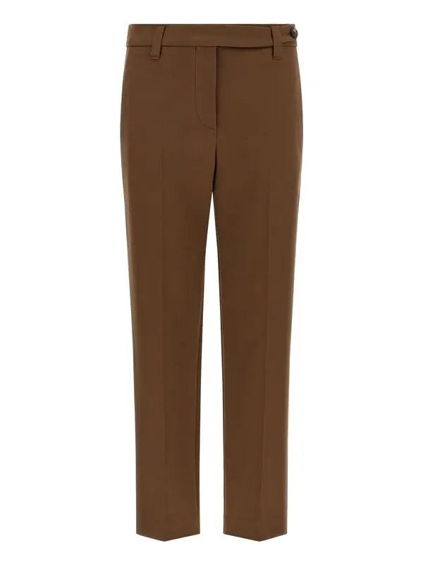 Brunello Cucinelli Monile Cotton Cropped Trousers - Brown
