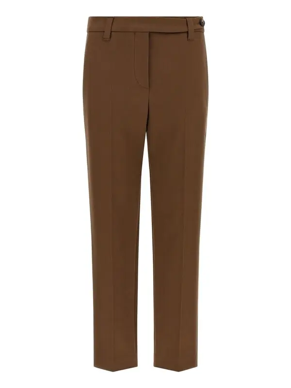 Brunello Cucinelli Monile Cotton Cropped Trousers - Brown