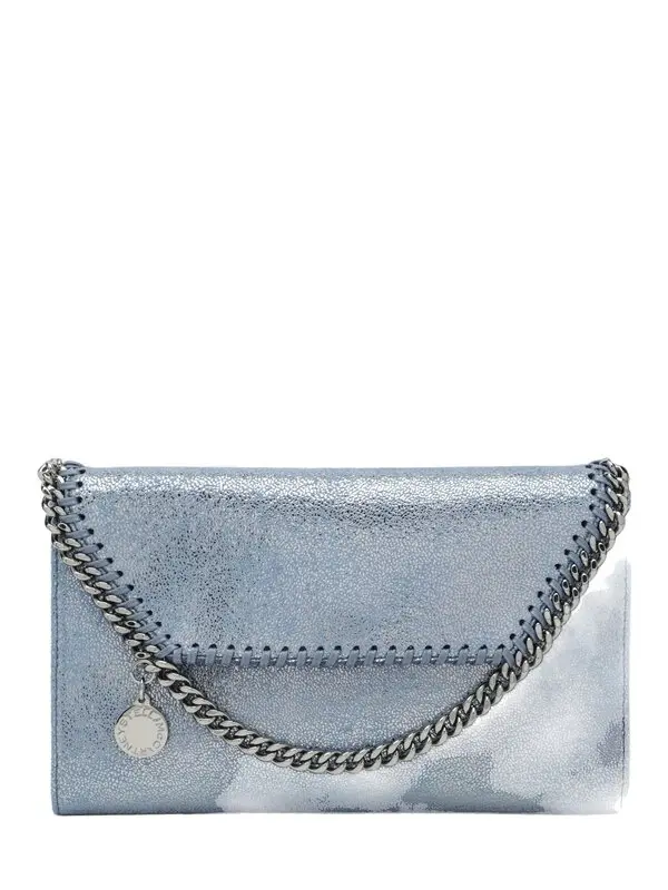 Stella McCartney Falabella Chain Wallet In Metallic Denim - Blue