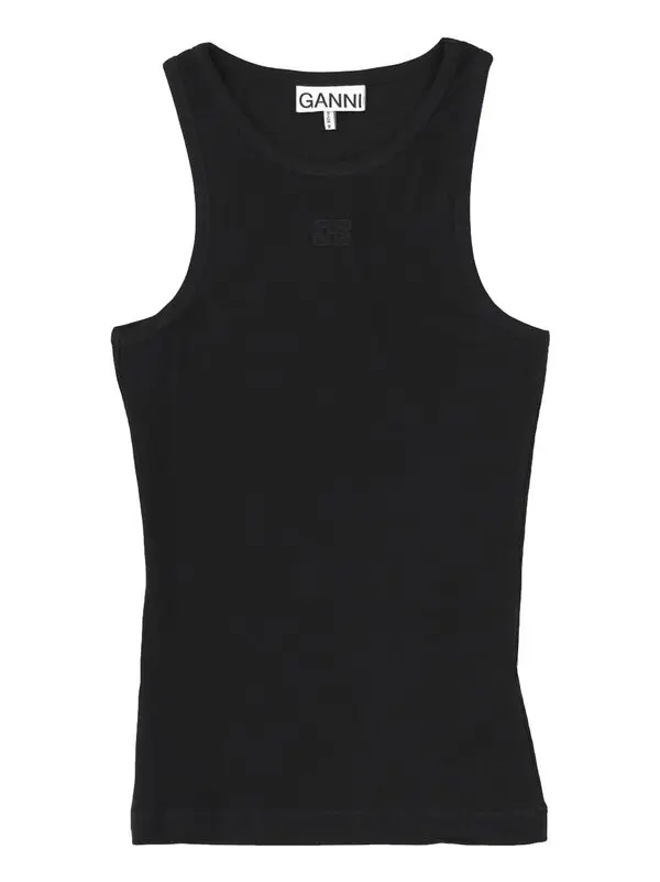 GANNI Logo Tank Top - Black