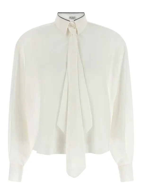Brunello Cucinelli Shiny Collar' Shirt - White