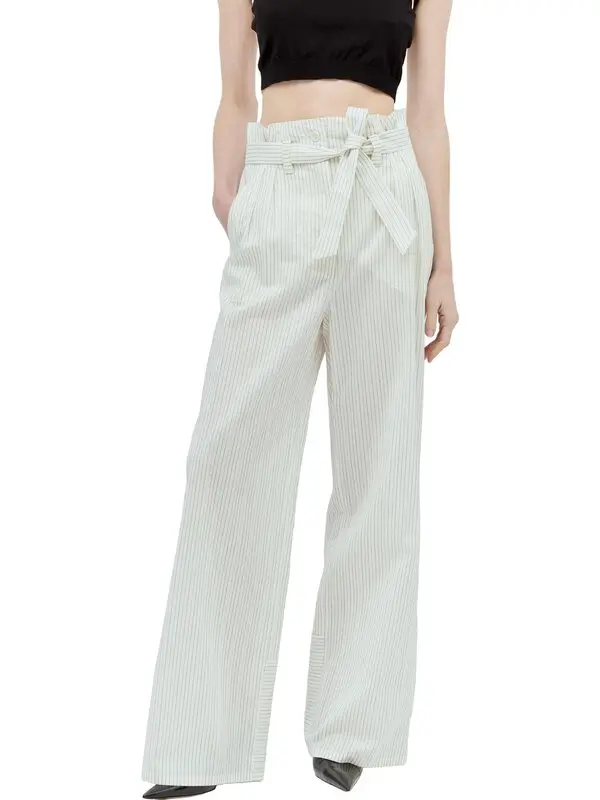 Max Mara Pinstriped Canvas Pants - White