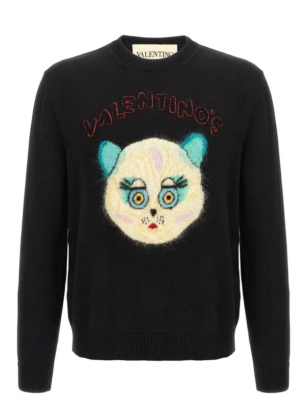 Valentino Garavani Wool And Cotton Blend Sweater - Black
