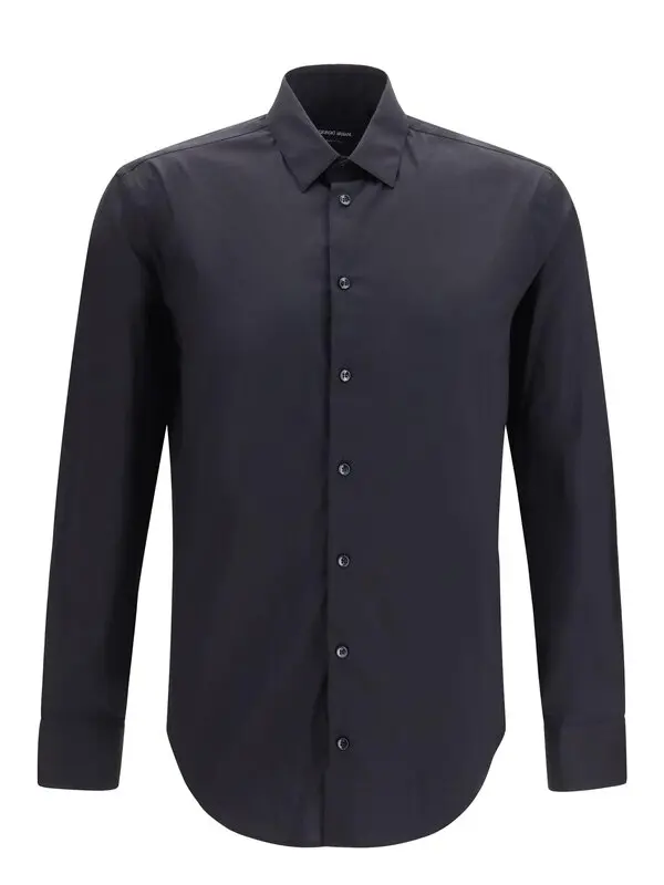 Giorgio Armani Shirt Slim Fit In Stretch Cotton Poplin - Black