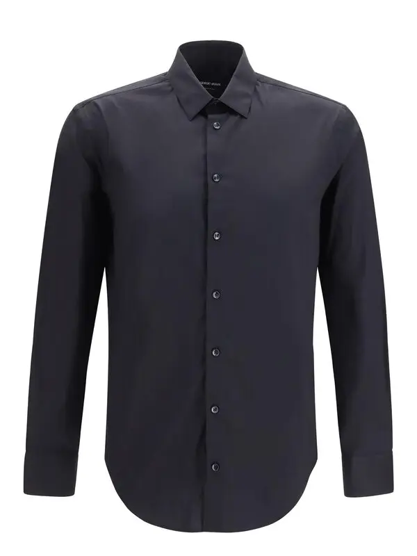Giorgio Armani Shirt Slim Fit In Stretch Cotton Poplin - Black