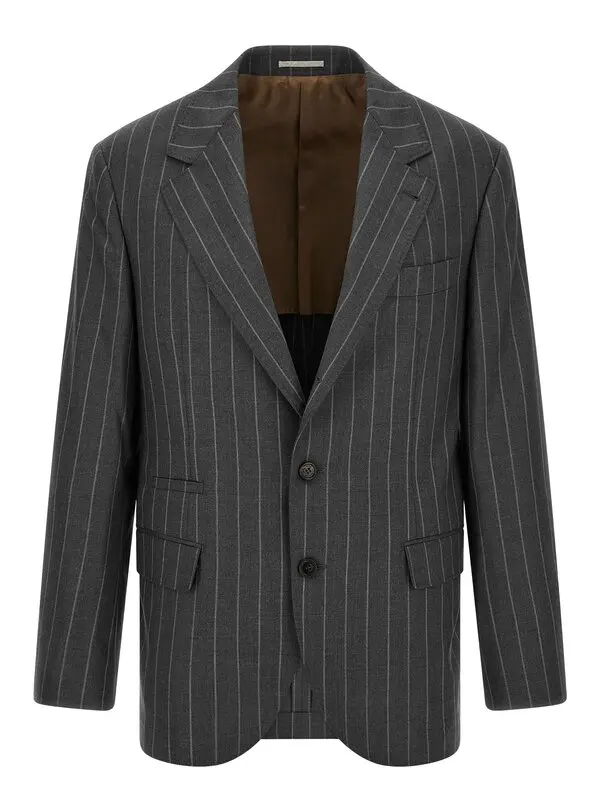 Brunello Cucinelli Pinstripe Blazer - Gray
