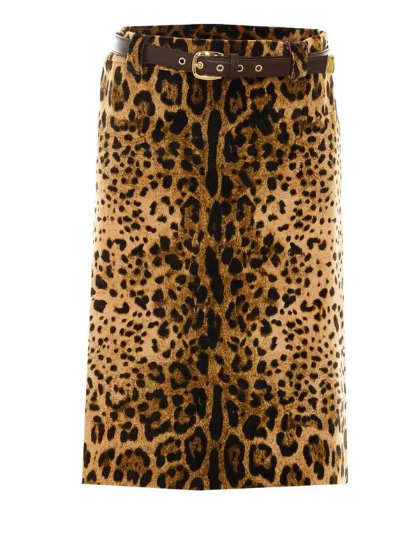Max Mara Belted Animal Print Pencil Skirt - Brown