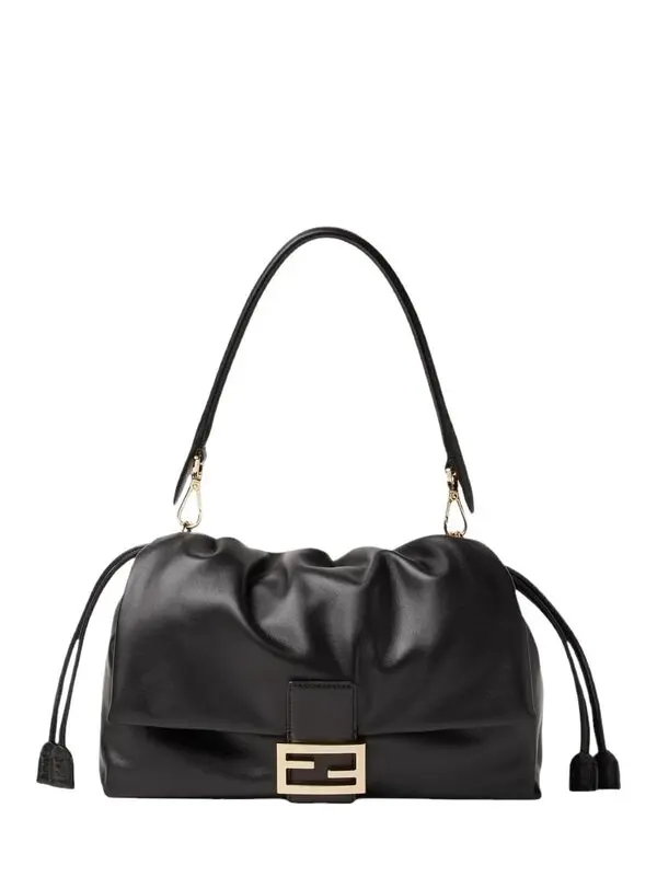 Fendi Nappa Leather Shoulder Bag - Black