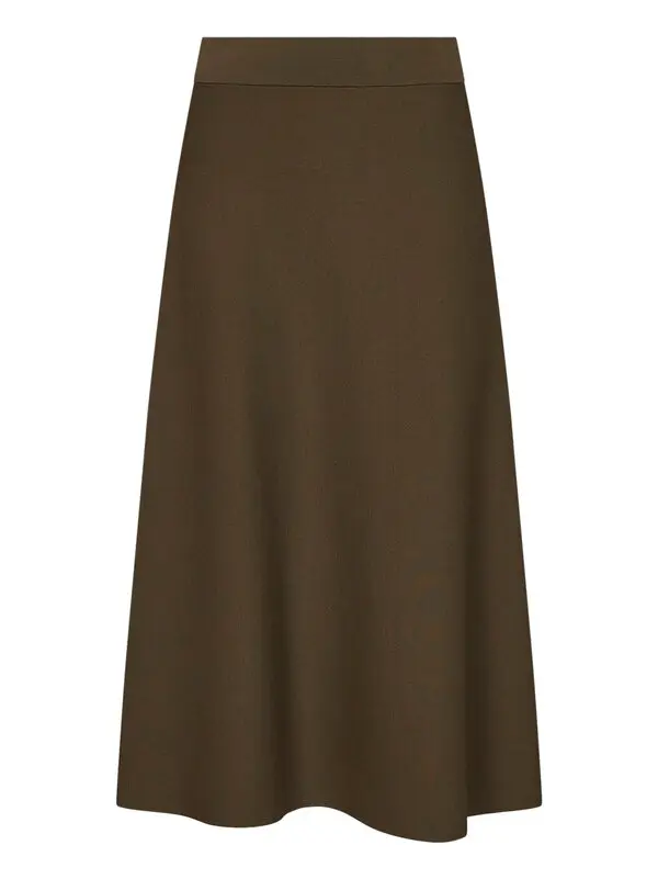 Max Mara Khaki Green Viscose Crepe Mxmfuggito Flared Midi Skirt - Multicolor