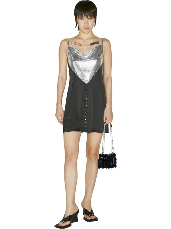 Rabanne Contrast Panel Mini Dress - Black