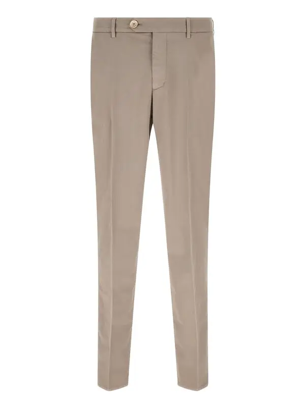 Brunello Cucinelli American Pima Cotton Gabardine Trousers - Cream