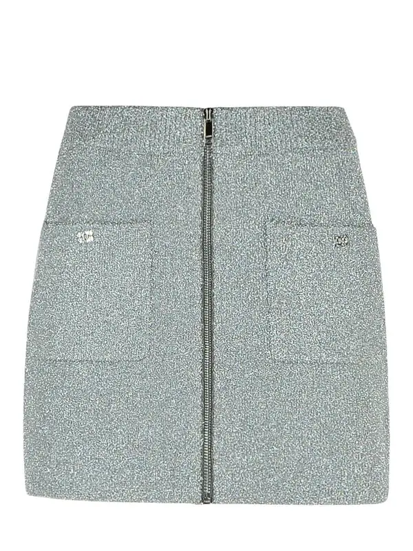 GANNI Sparkle Wool Blend Miniskirt - Silver