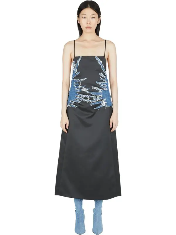 Y/project Satin Whisker Dress - Black