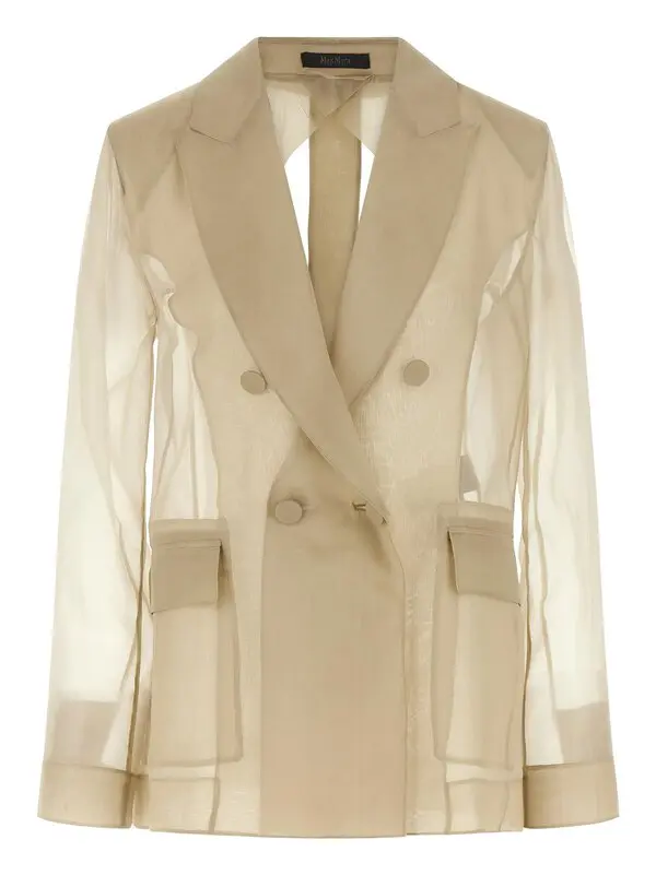 Max Mara Silk Organza Double-breasted Blazer - Cream