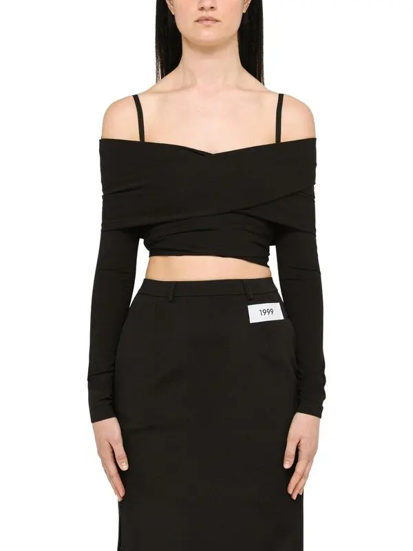 Dolce & Gabbana Off-the-shoulder Crop Top - Black