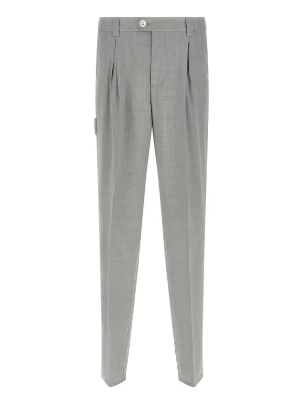 Brunello Cucinelli Mélange Virgin Wool Trousers - Gray