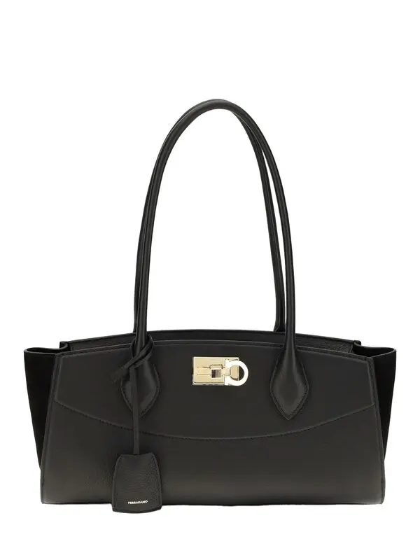 FERRAGAMO Studio Soft East West Shoulder Bag - Black