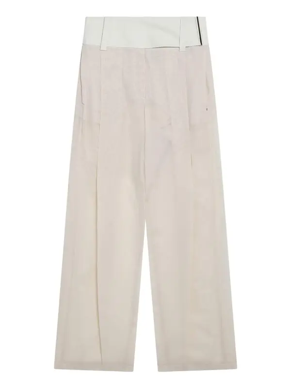Sportmax Wide-leg Trousers In Ecru Organza Cotton Voile - Cream