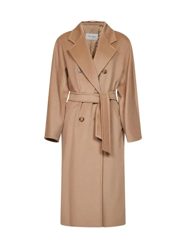 Max Mara Camel 101801 Icon Coat Madame Belted Coat - Multicolor