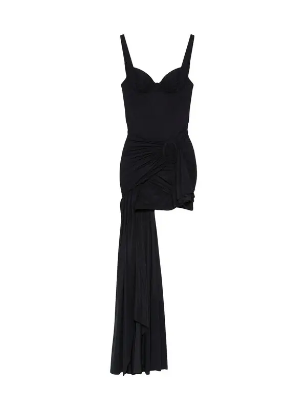 Balenciaga Draped Mini Dress In Jersey - Black