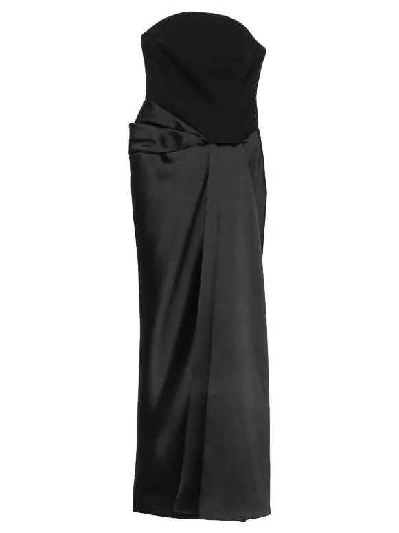 Solace London Strapless Draped Evening Dress - Black