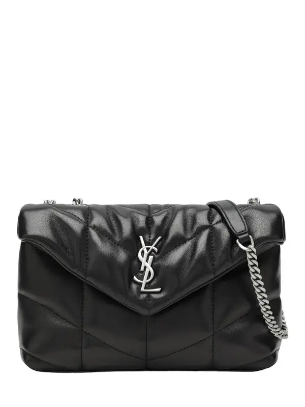 Saint Laurent Loulou Mini Puffer Bag In Quilted Lambskin - Black