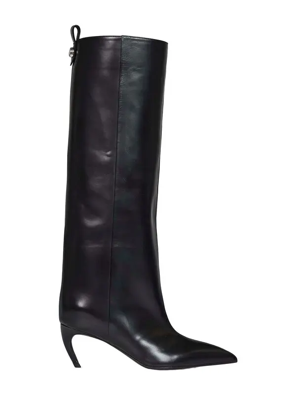 Attico Black Leather Lea Knee-high Boots - Multicolor