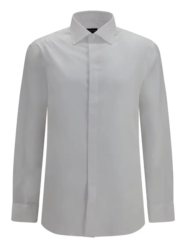 Giorgio Armani Shirt In Soft Cotton With French Collar - White