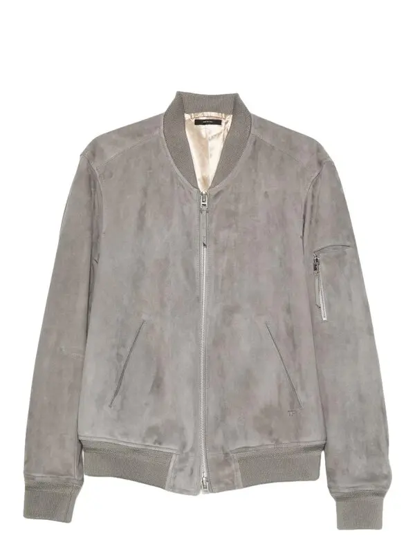 TOM FORD Suede Leather Bomber Jacket - Multicolor