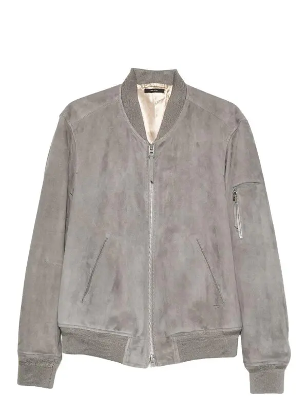 TOM FORD Suede Leather Bomber Jacket - Multicolor
