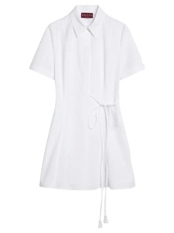 Gucci Cotton Short Sleeve Shirt Dress - White