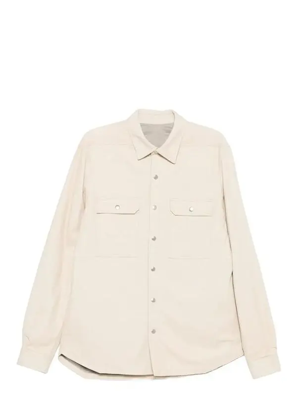 Rick Owens Leather Shirt Jacket - Cream