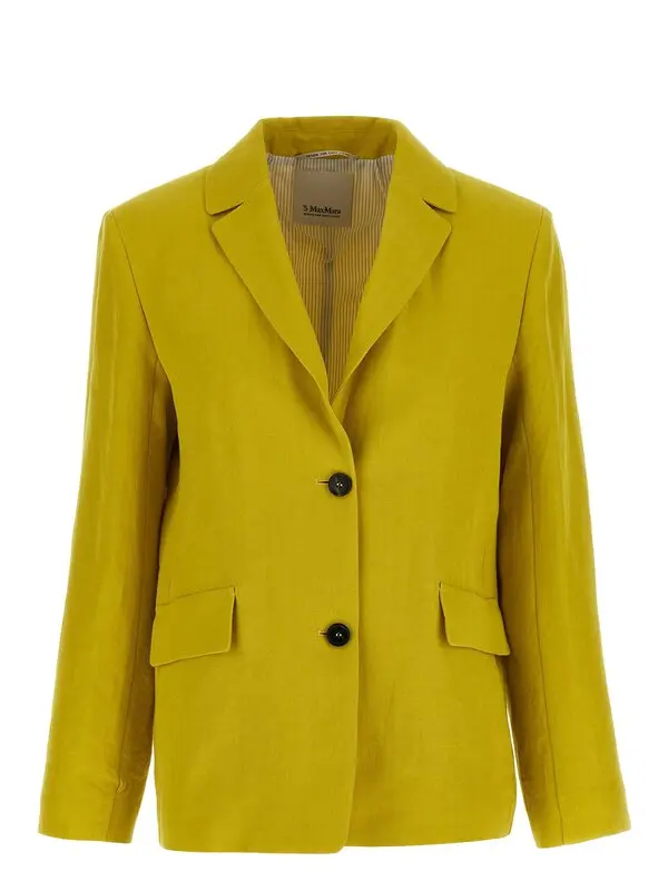 Max Mara Smmalberta Pure Linen Single-breasted Blazer - Yellow