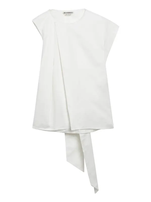 JW Anderson Cotton Satin Asymmetric Top - White