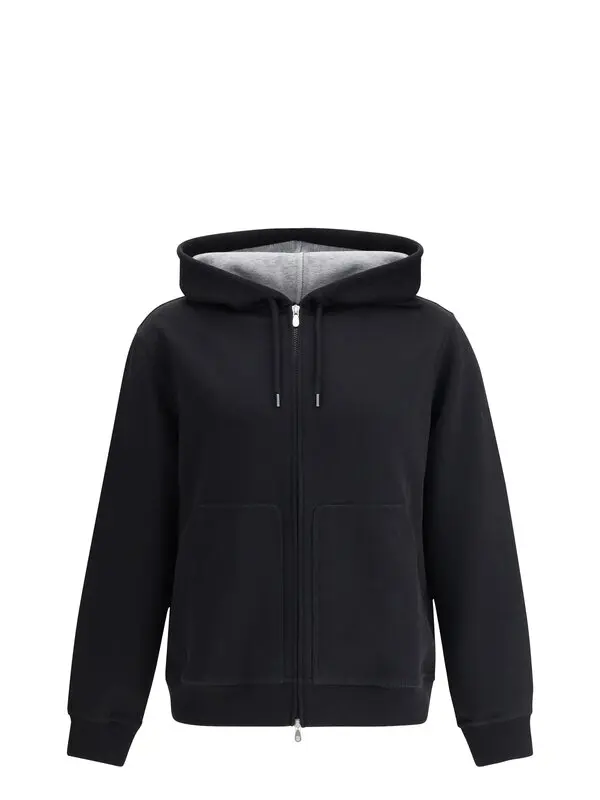 Brunello Cucinelli Cotton Zip Up Hoodie - Black
