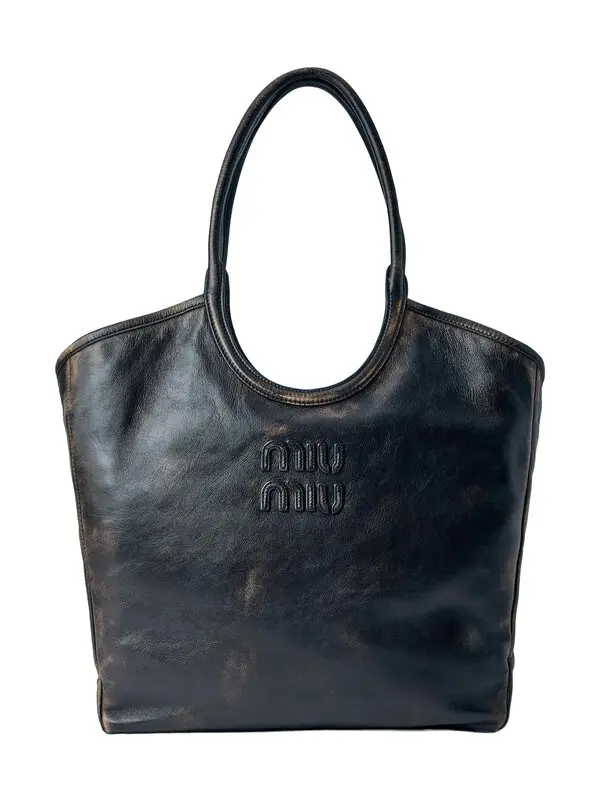 Miu Miu Ivy Leather Tote Bag - Brown