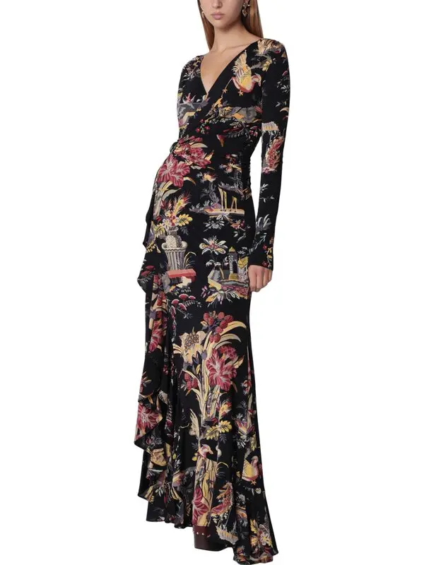 Etro Printed Wrap Jersey Maxi Dress - Multicolor